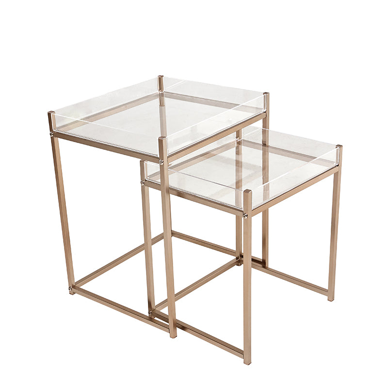 KI895 Set 2 Mesas Nido Oro Rosado y Acrílico 40(L)X35(P)X48(A)X35(L)X3 ...